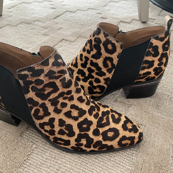 Franco Sarto | Shoes | Franco Sarto Arden Ankle Boot Calf Hair Leopard ...